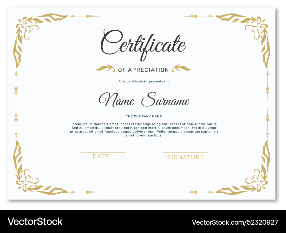 Elegant certificate template design Royalty Free Vector