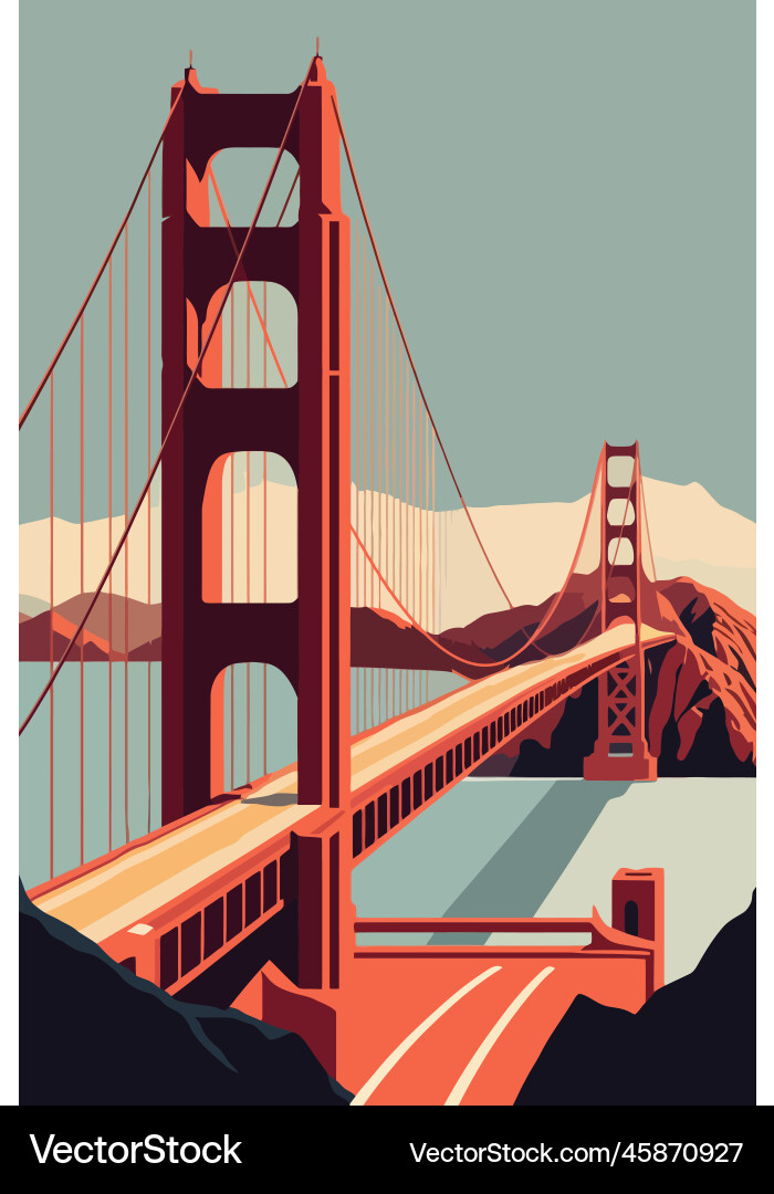Famous golden gate bridge san francisco Royalty Free Vector