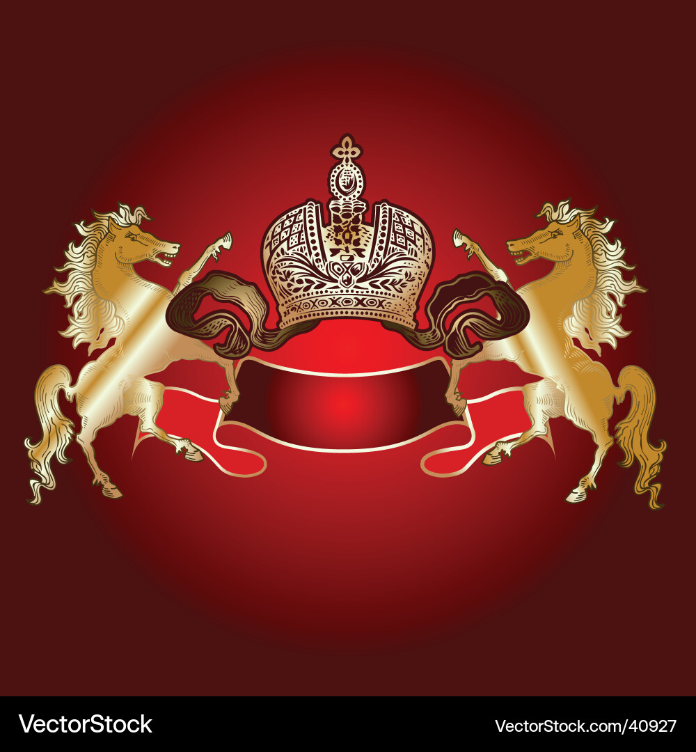 King crown and golden horses Royalty Free Vector Image