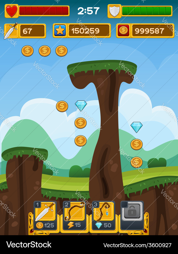 Medieval game gui pack 7 Royalty Free Vector Image