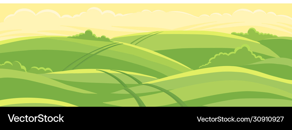 Rolling Green Fields Landscape Royalty Free Vector Image