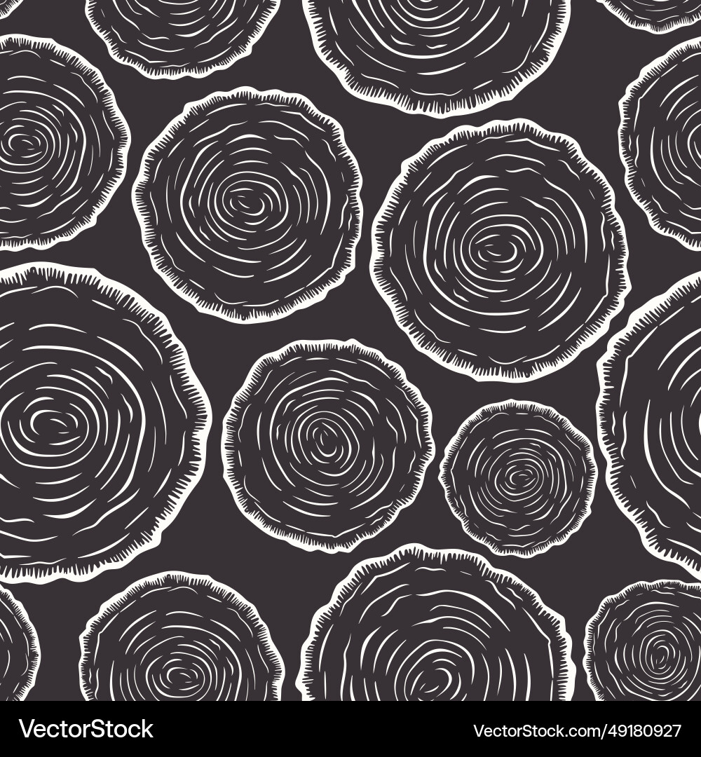 Seamless pattern with tree rings saw cut Vector Image
