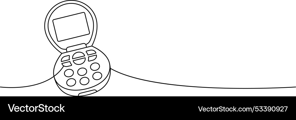 Small flip phone one line continuous drawing old Vector Image