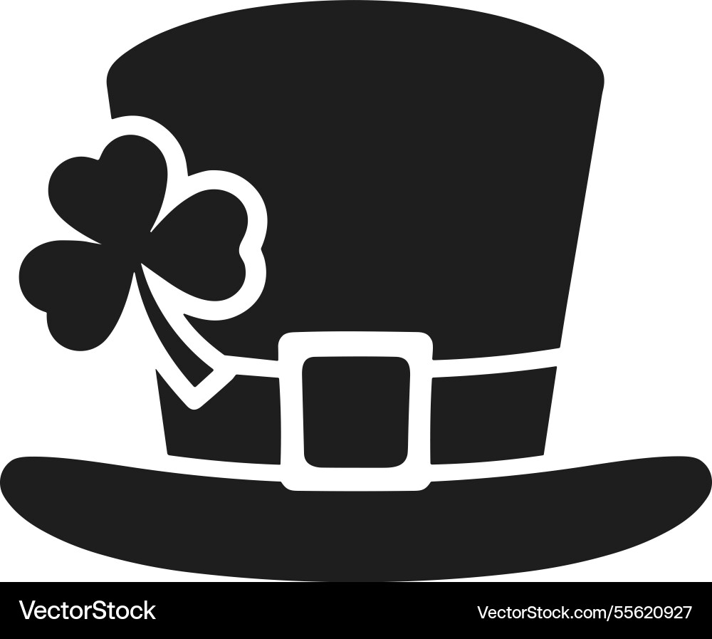 Stylish leprechaun hat silhouette with shamrock Vector Image