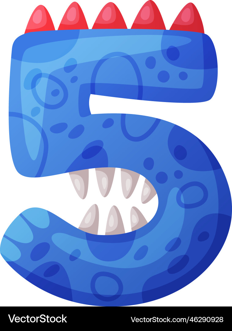 5 dino font number five effect numeral kids Vector Image