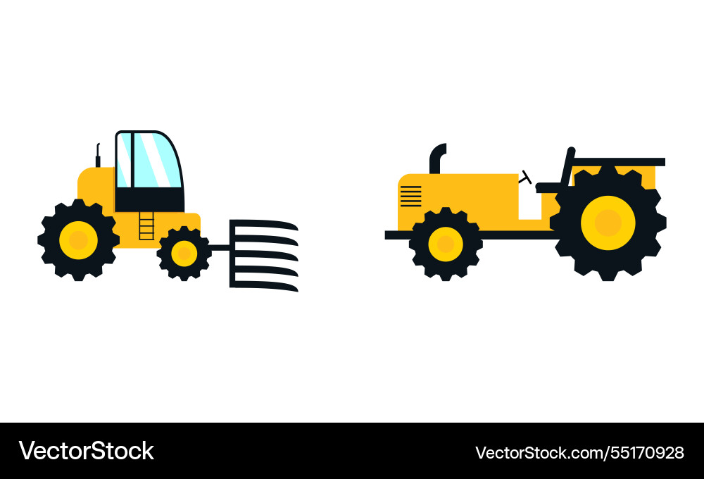 Agricultural and equipment on field set Royalty Free Vector
