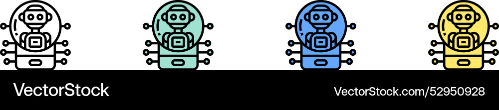 Android icon outline green blue and yellow style Vector Image