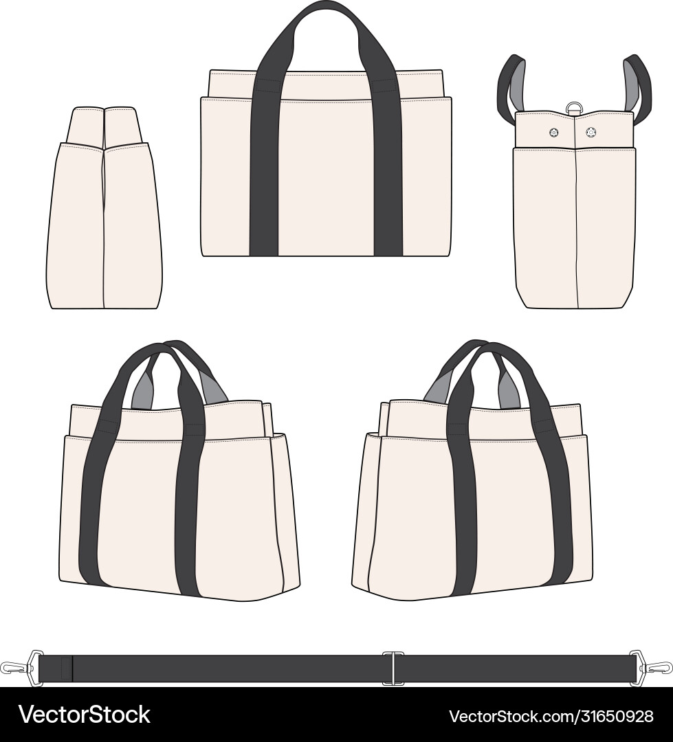 Canvas Tote Bag Sketch Template Royalty Free Vector Image