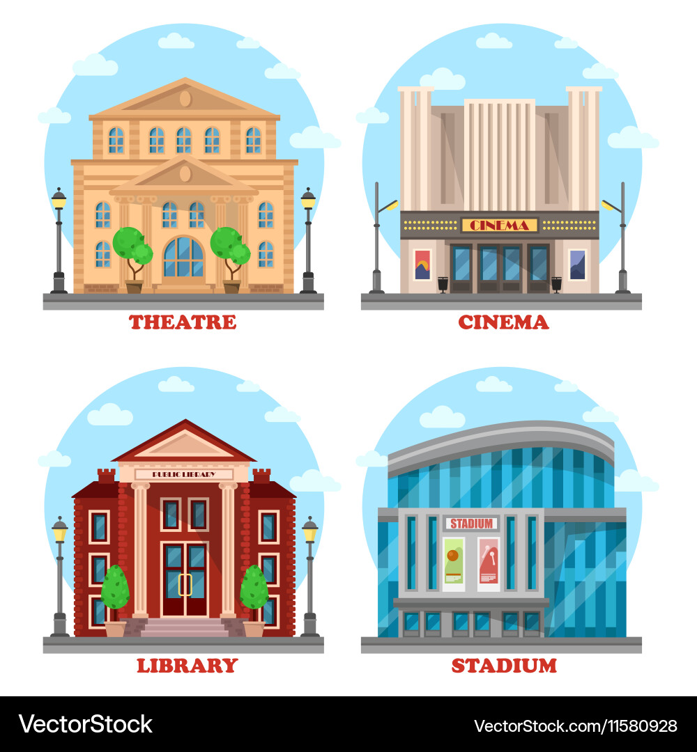 Cinema building library architecture Royalty Free Vector
