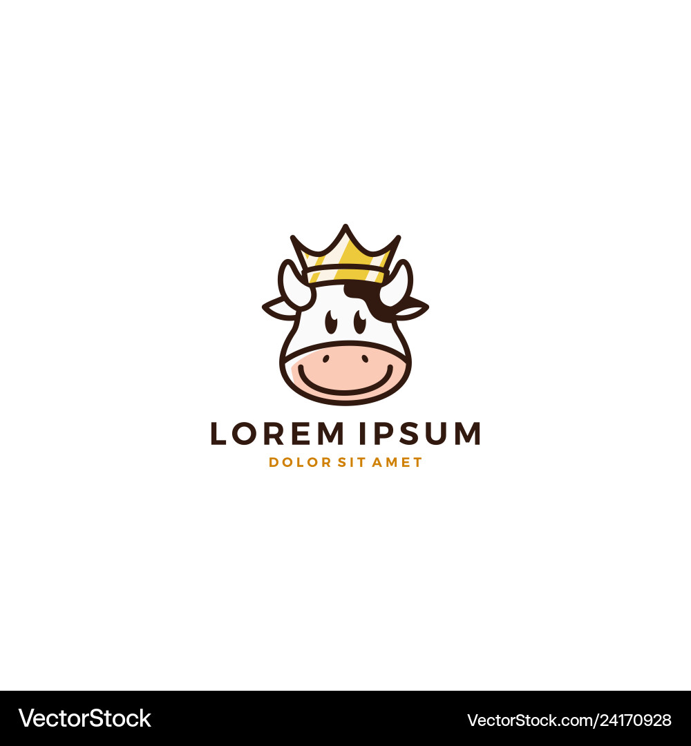 Cow King Crown Head Avatar Royalty Free Vector Image