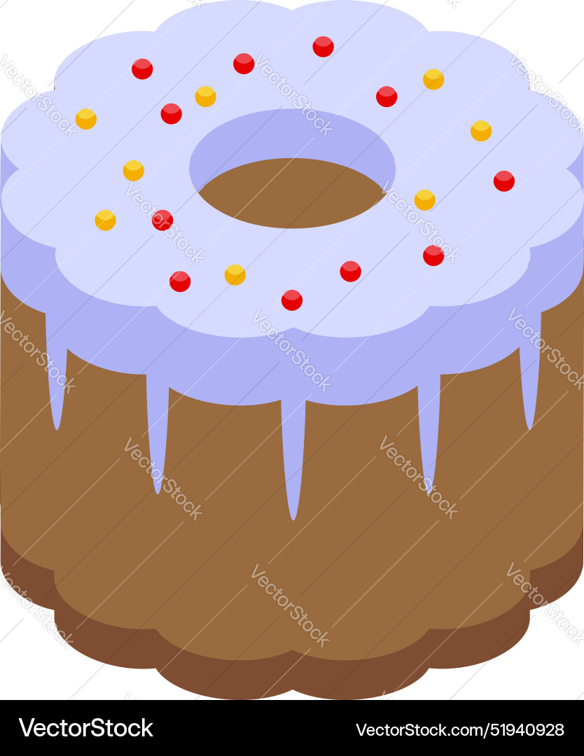 Delicious bundt cake covered with icing Royalty Free Vector