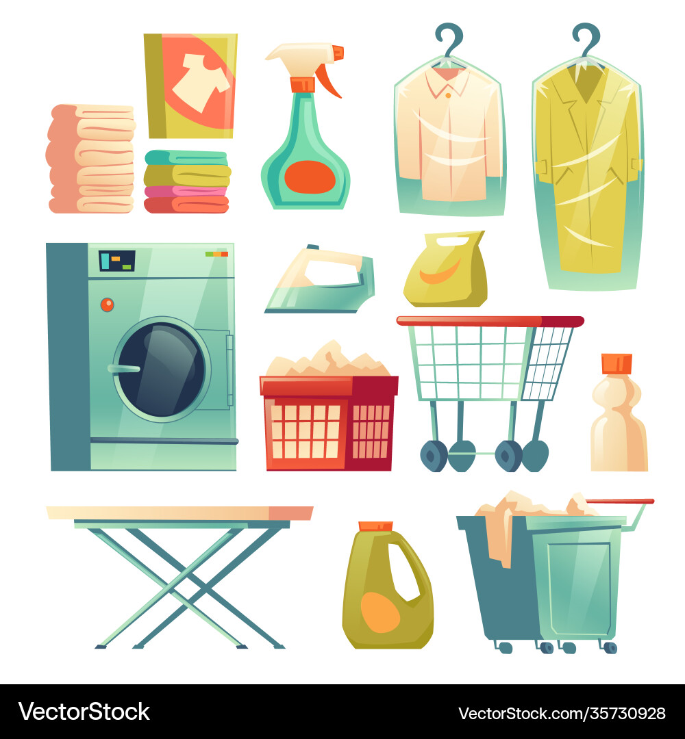 Dry cleaning service laundry equipment Royalty Free Vector