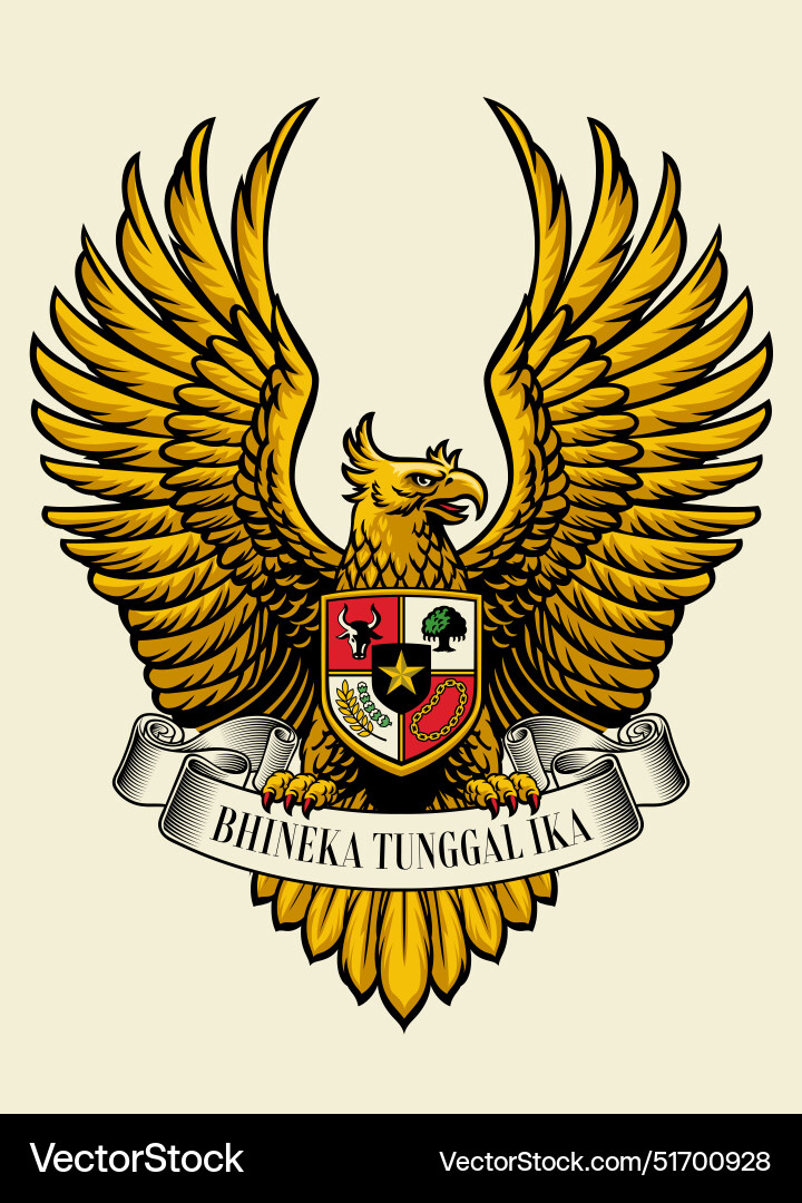 Garuda perched on ribbon Royalty Free Vector Image