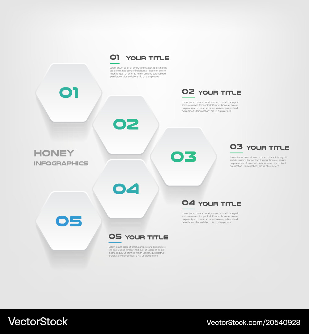 Honeycombs gradient infographics step Royalty Free Vector