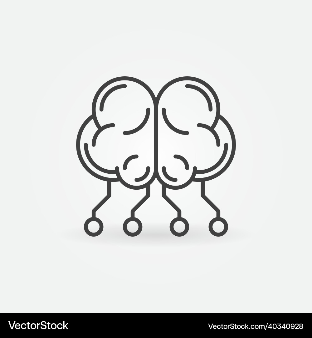 Human brain neurons concept linear icon Royalty Free Vector