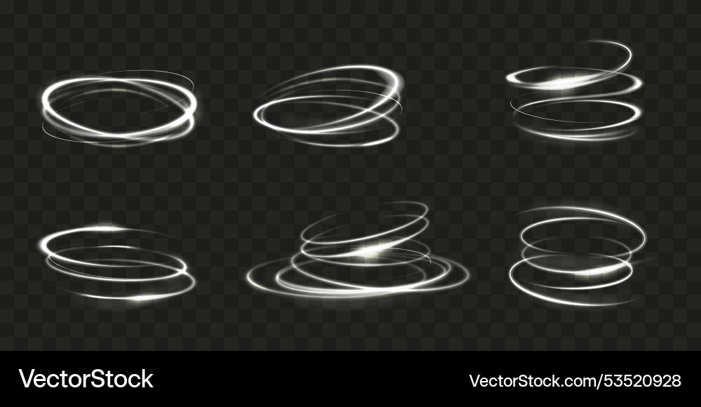Light swirl spin motion effect white line circle Vector Image