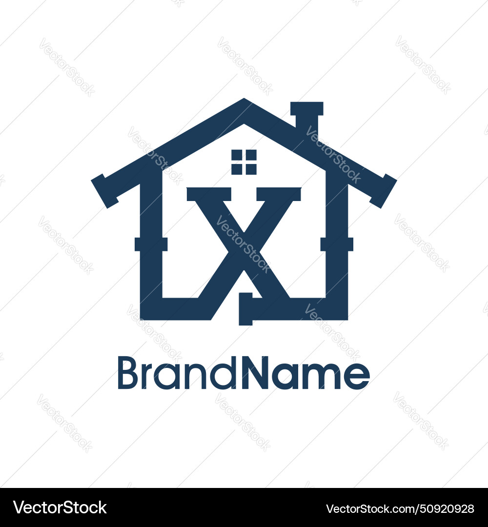 Modern initial x home plumbing logo Royalty Free Vector