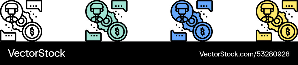 Preference icon outline green blue and yellow Vector Image