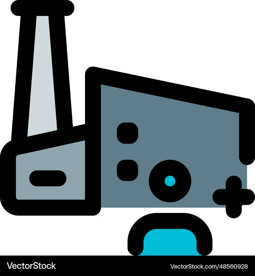 Smokestack-equipped vast manufacturing building Vector Image