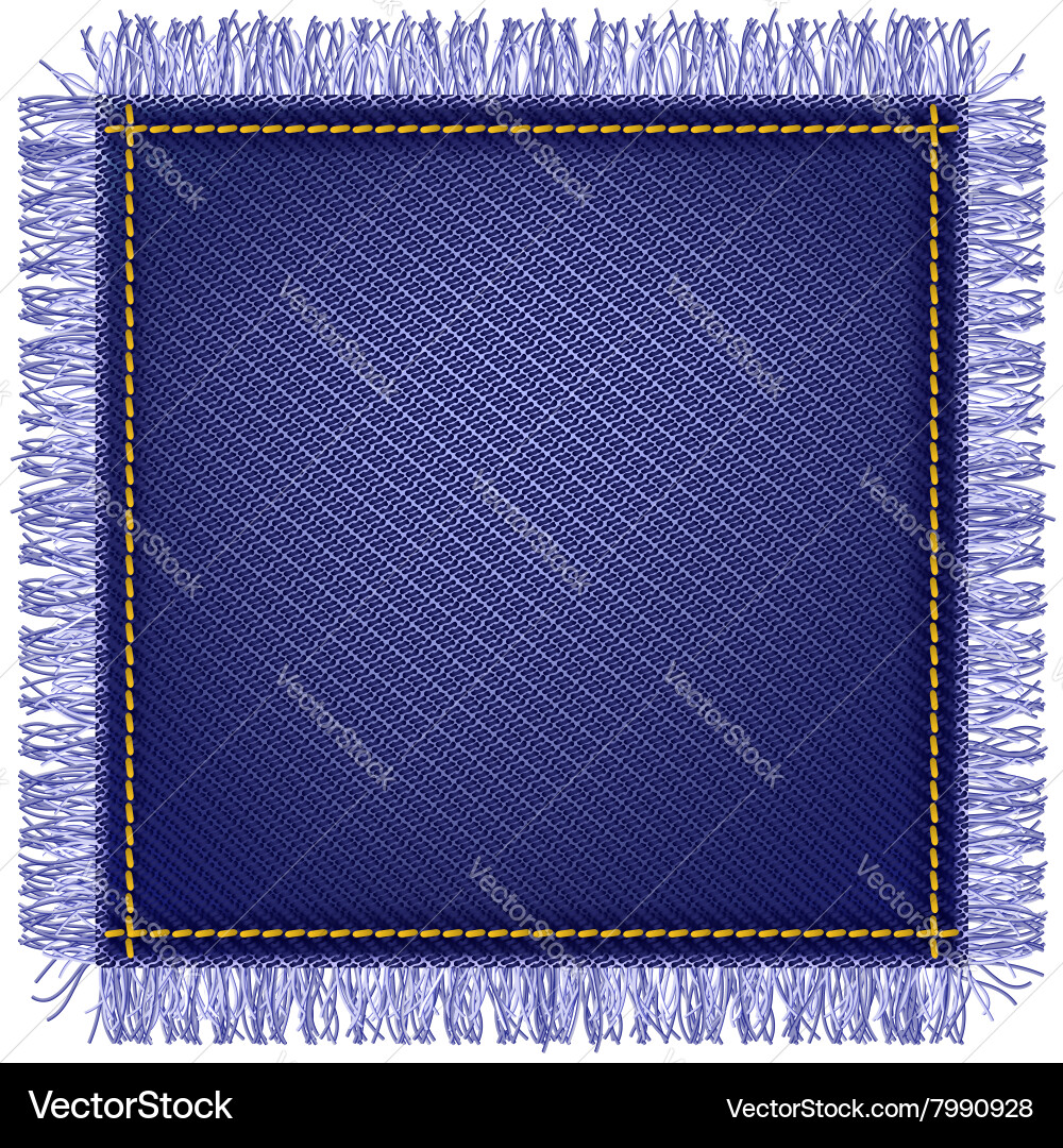 Worn Denim Fabric with Fringe Royalty Free Vector Image