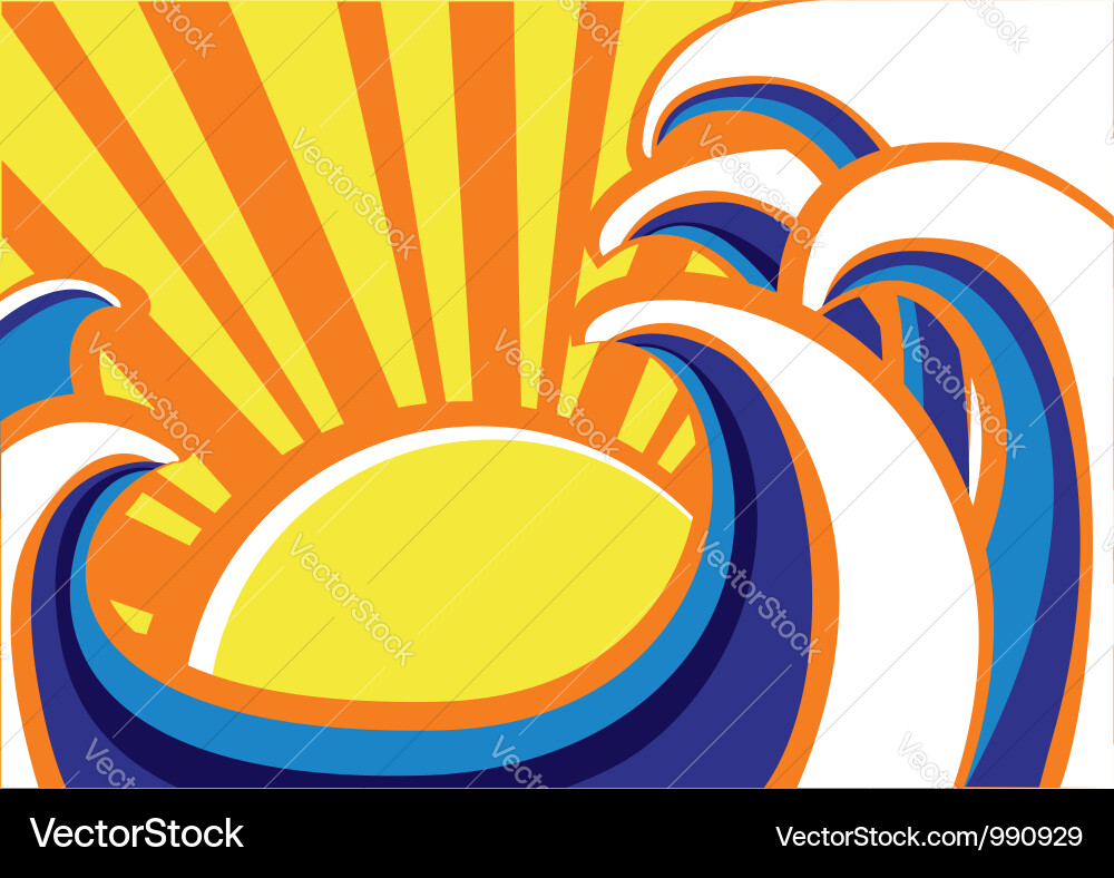 Abstract sea waves poster color Royalty Free Vector Image
