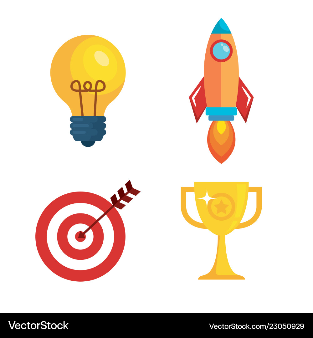 Business Success Icons Set Royalty Free Vector Image
