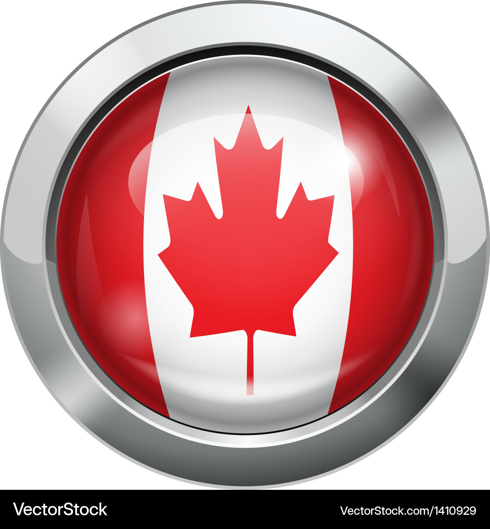 Canada flag metal button Royalty Free Vector Image