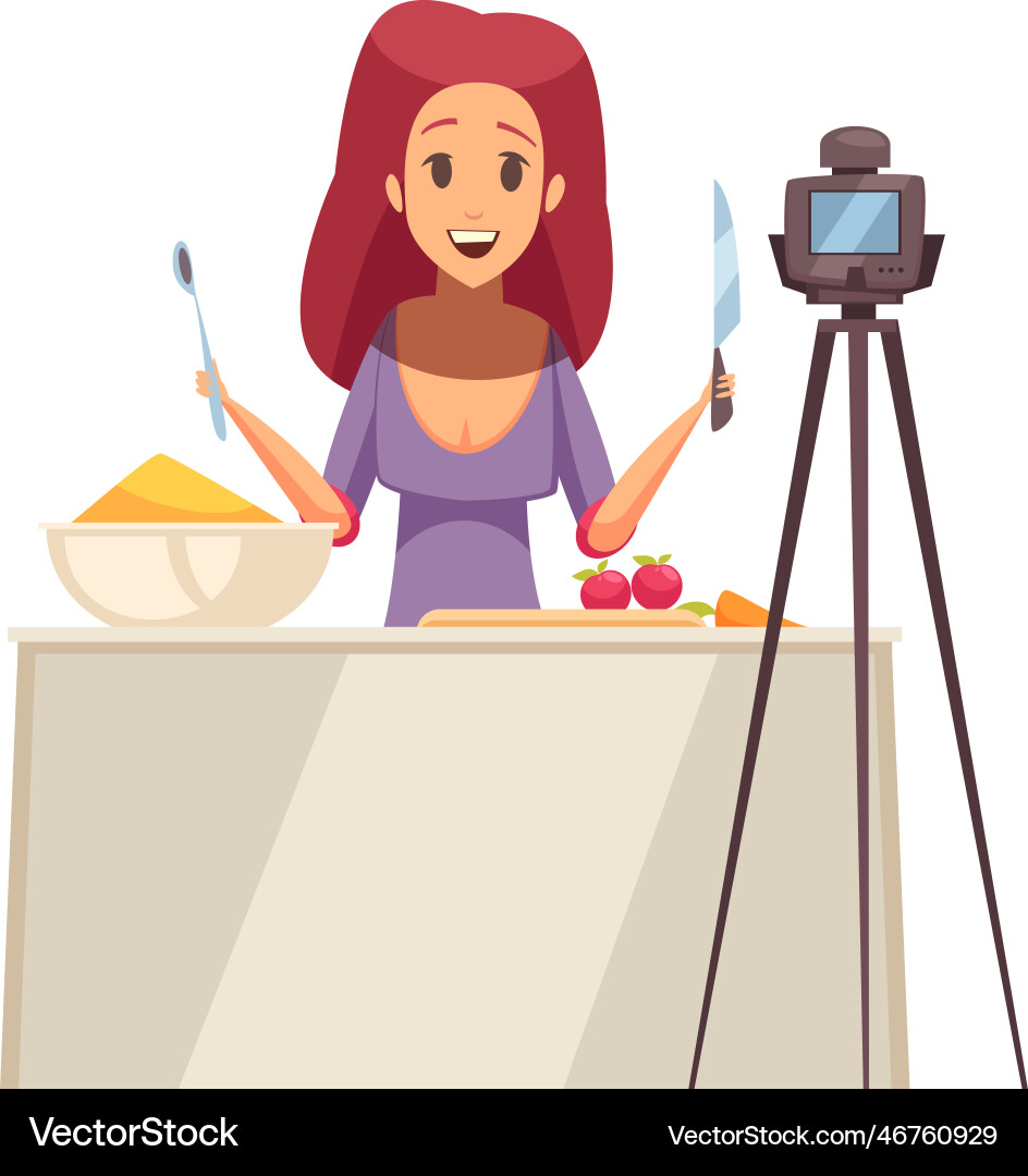 Cartoon cooking vlogger Royalty Free Vector Image