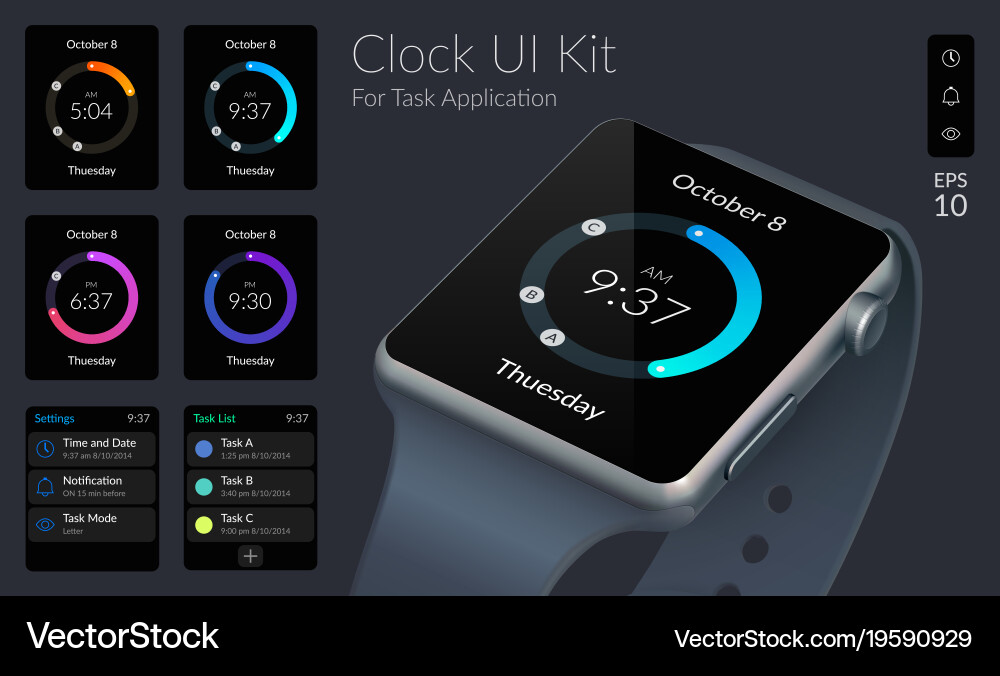 Clock ui design concept Royalty Free Vector Image