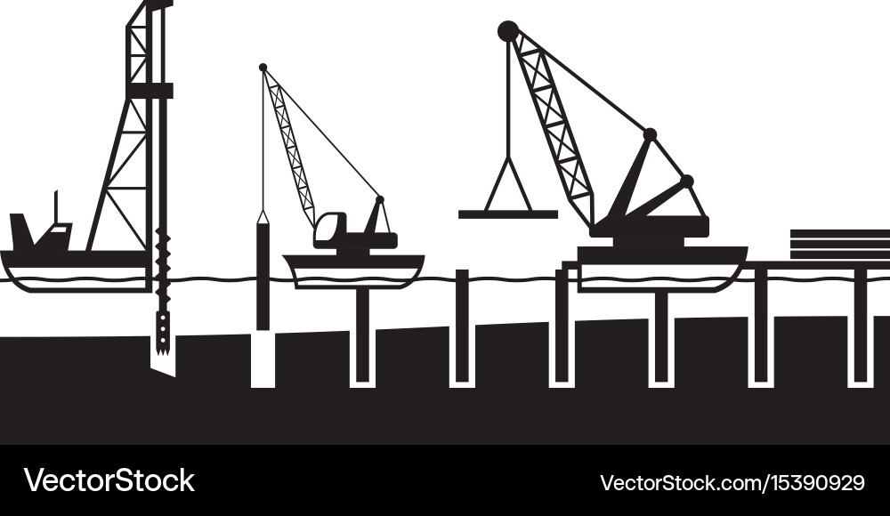 Construction of sea port Royalty Free Vector Image
