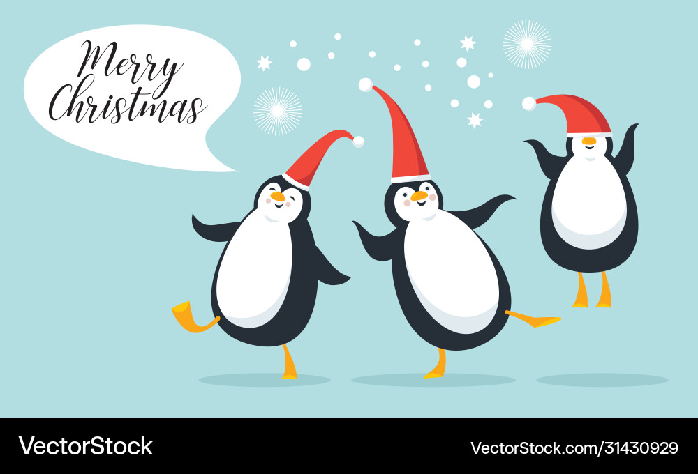 Cute funny pengguins Royalty Free Vector Image