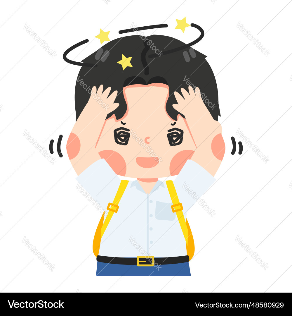 Kid boy student thinking for solution Royalty Free Vector