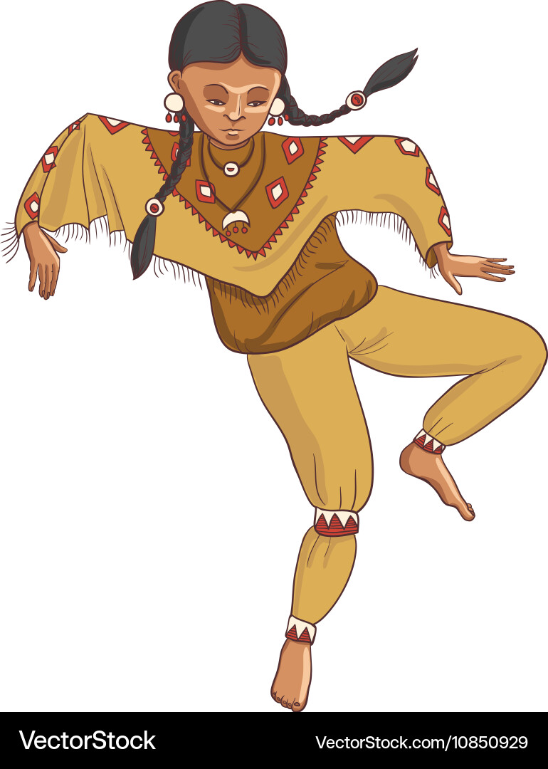 Native american dancing indian girl Royalty Free Vector