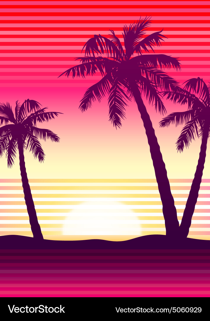 Palms at sunset Royalty Free Vector Image - VectorStock