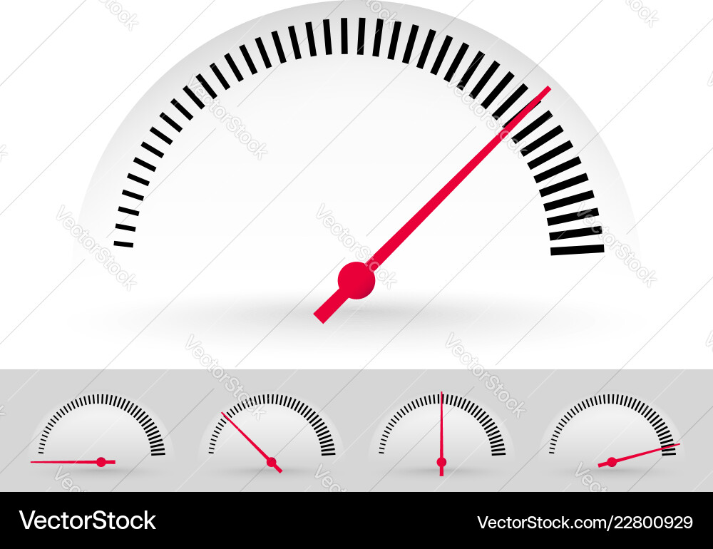 Red Dial Meter Templates - 5 Stages Royalty Free Vector