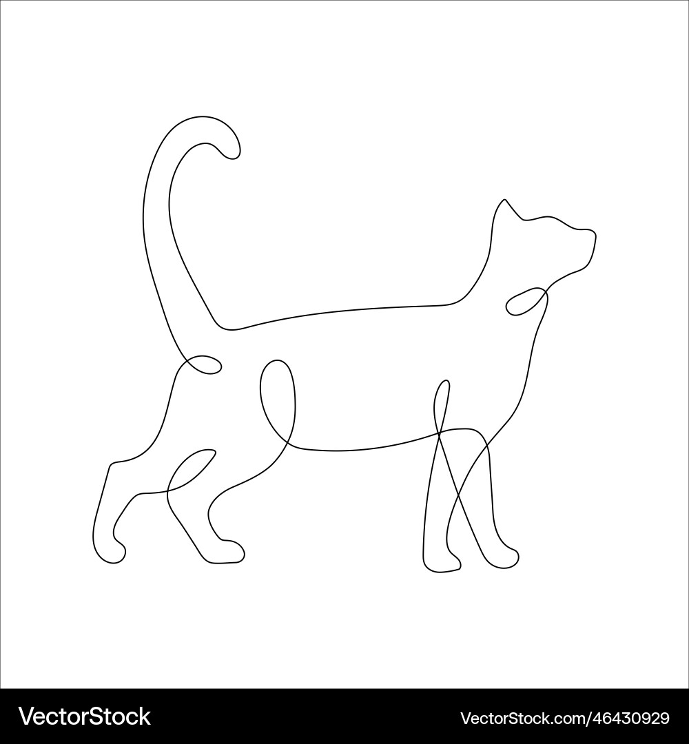 Single Line Cat Art Royalty Free Vector Image - VectorStock