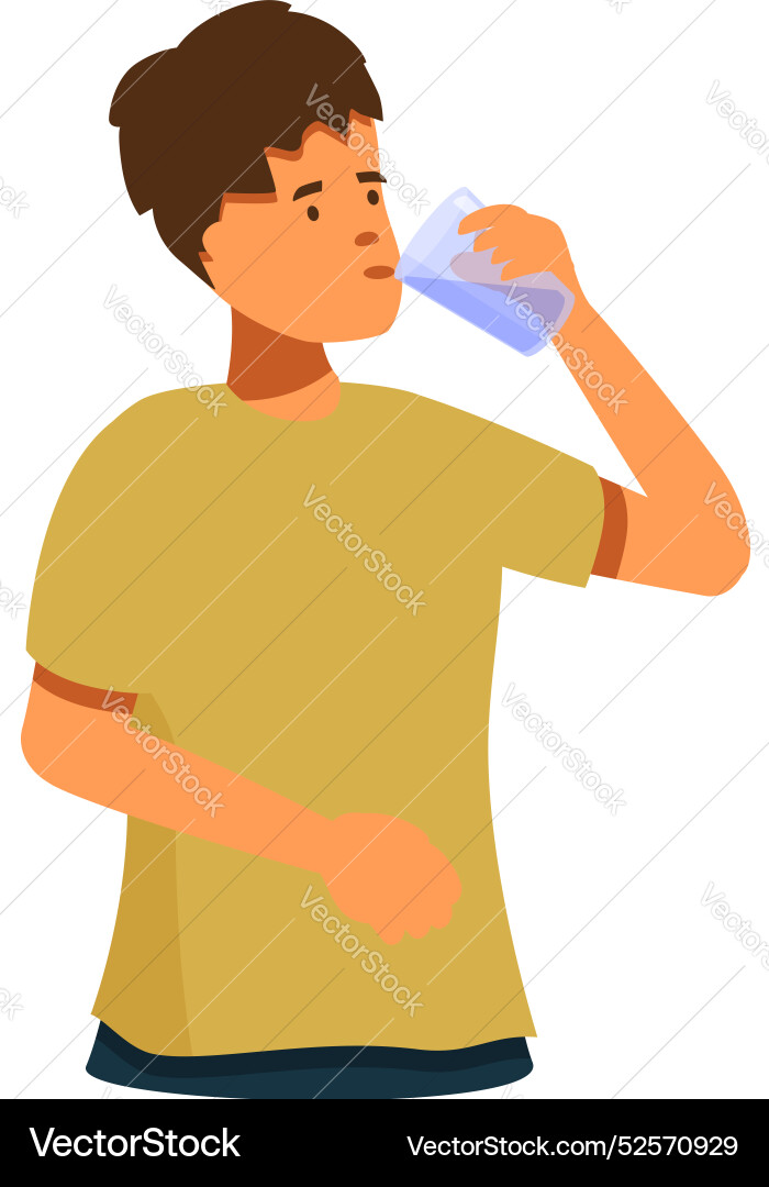 Young man drinking water from glass refreshing Vector Image