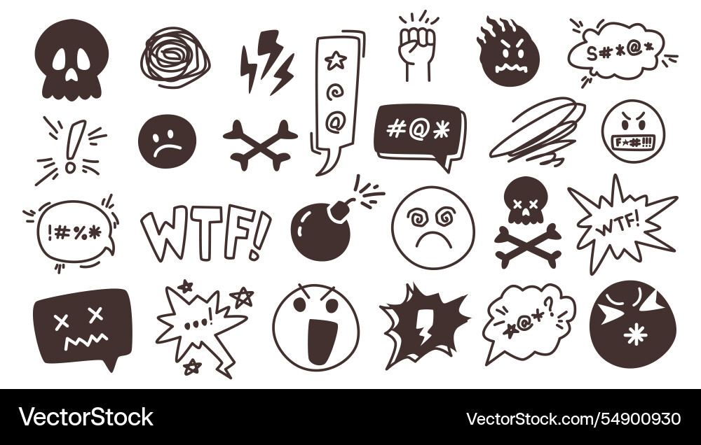 Angry Speech Bubbles & Symbols Royalty Free Vector Image