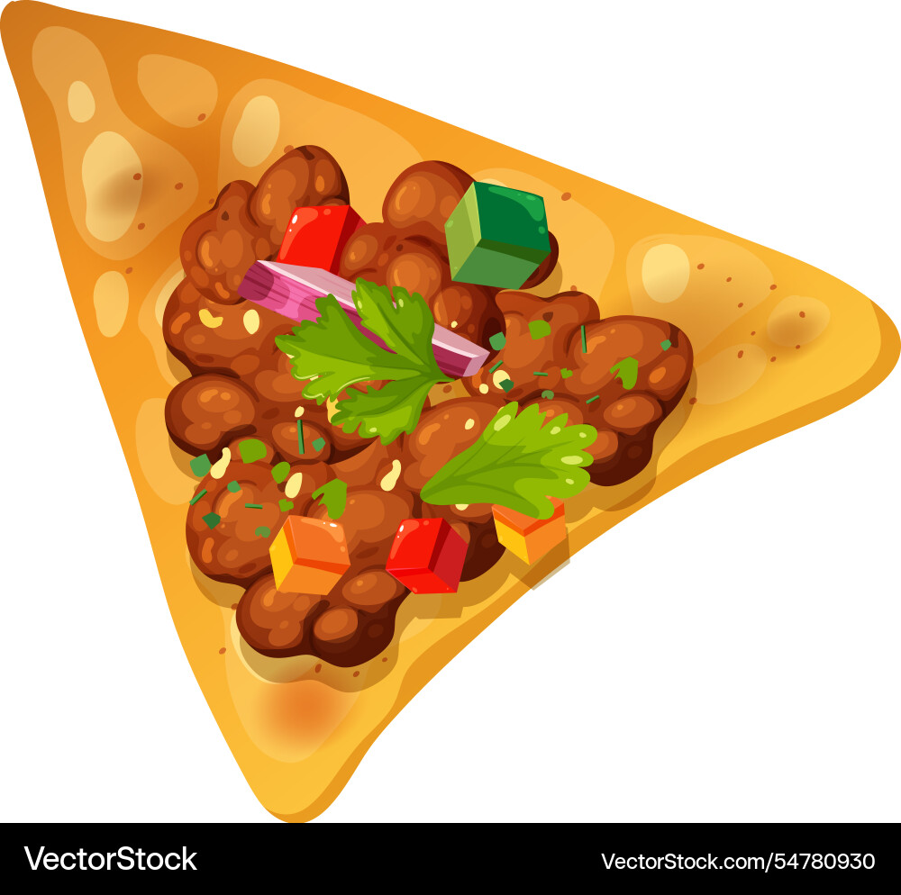 Colorful nacho with beans and vegetables Vector Image