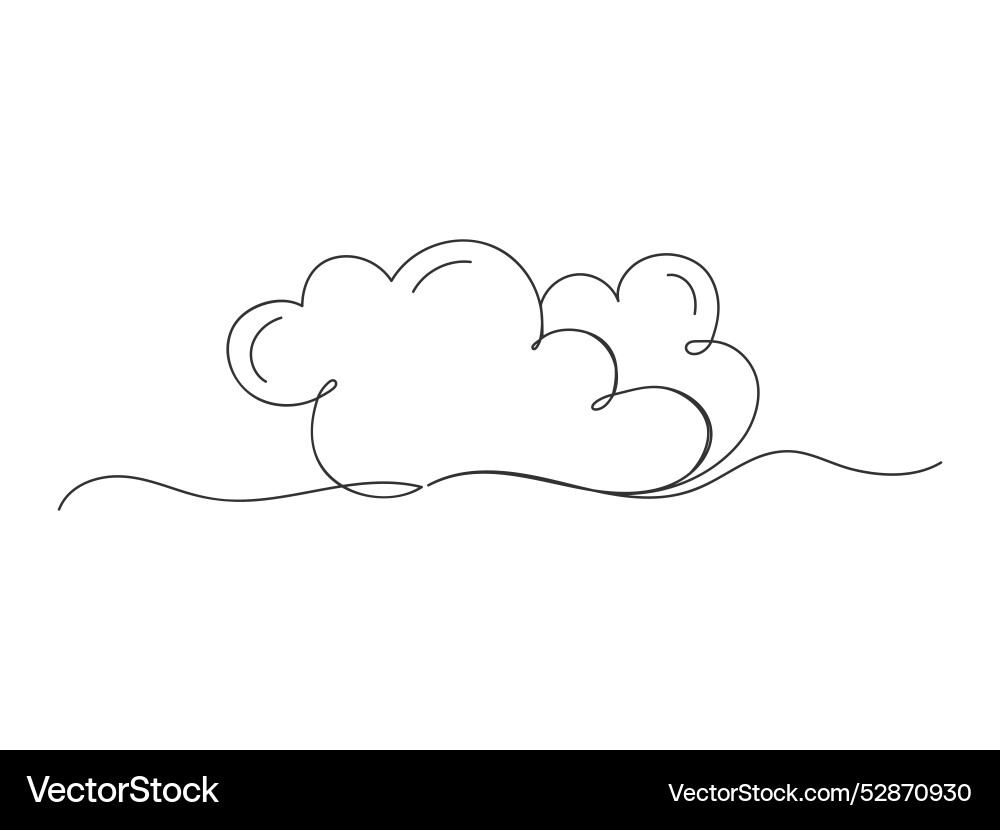 Continuous one line art cloud sky isolated Vector Image