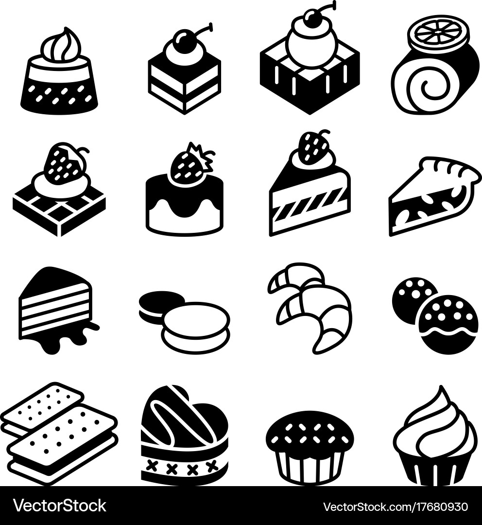 Dessert bakery icon set Royalty Free Vector Image
