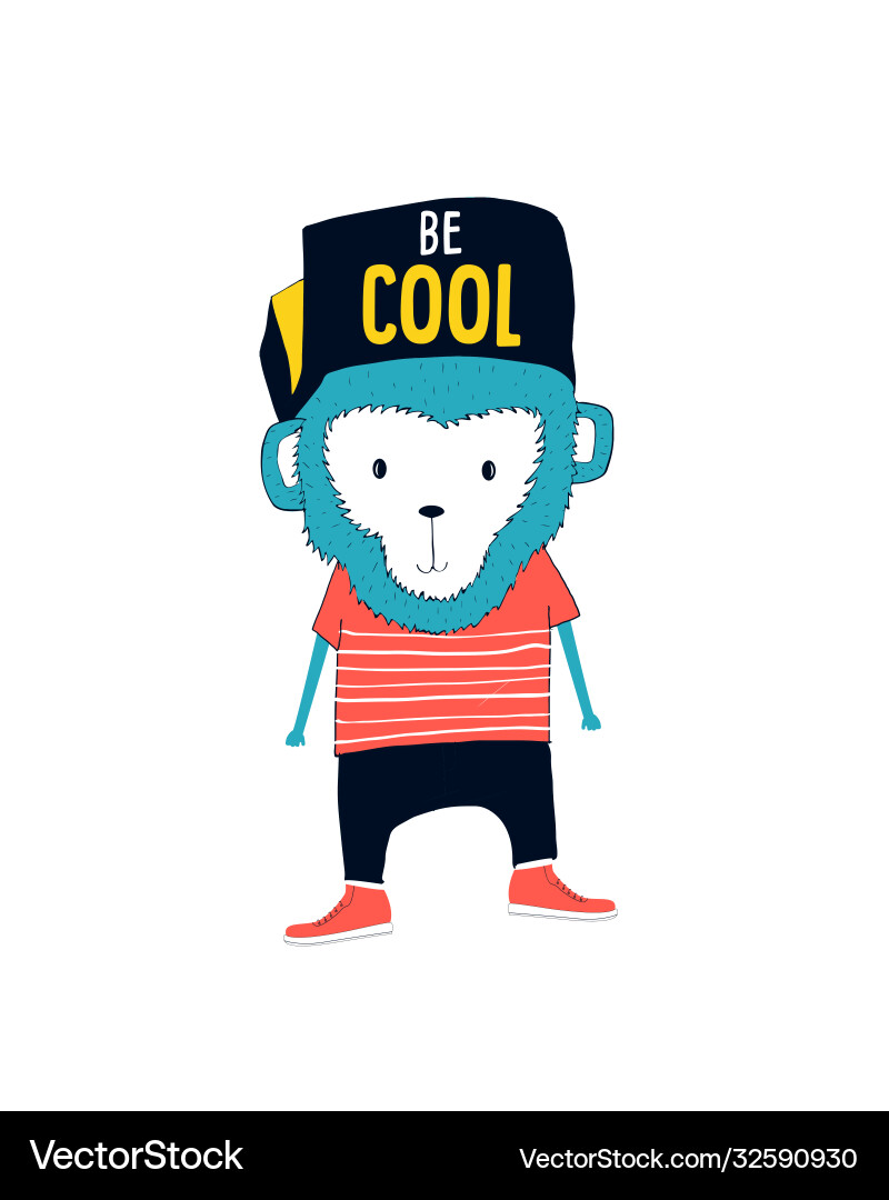 Hand drawing cool monkey Royalty Free Vector Image
