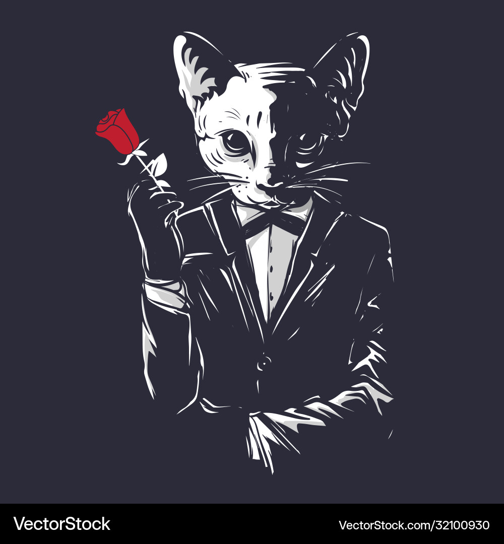 Mafia cat character using cool suits and hold Vector Image