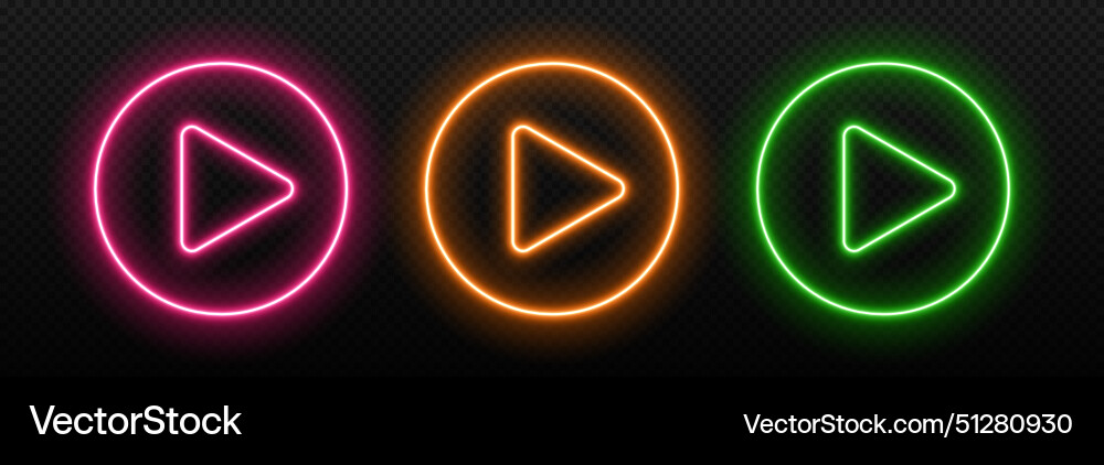 Neon light play button glow of the game sign Vector Image