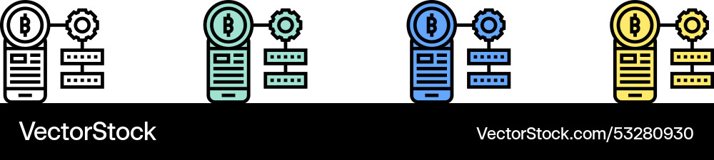 Process icon outline green blue and yellow style Vector Image