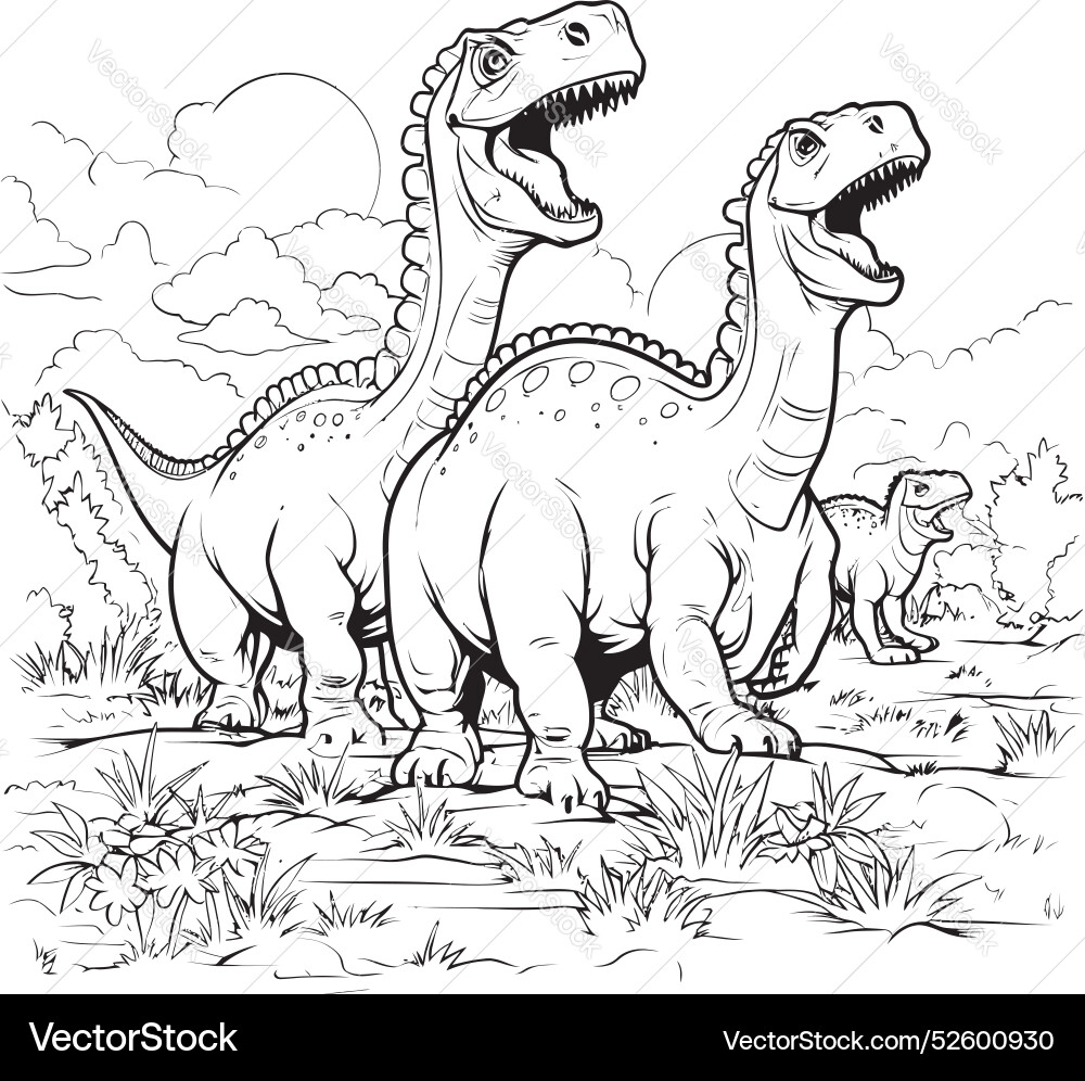 Pterodactyl perch design for dinosaur line art Vector Image