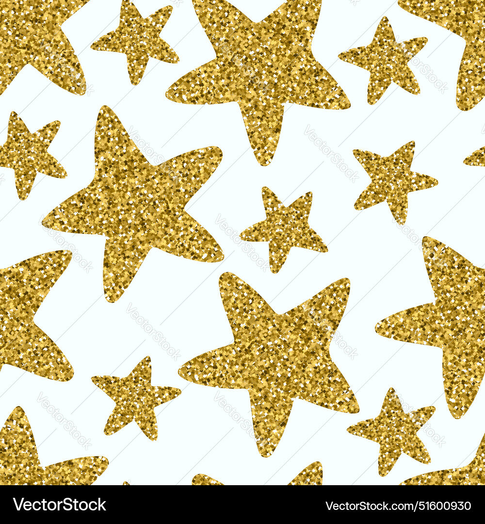 Seamless pattern with gold glitter textured stars Vector Image