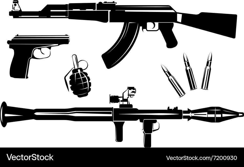 Set of firearms Royalty Free Vector Image - VectorStock