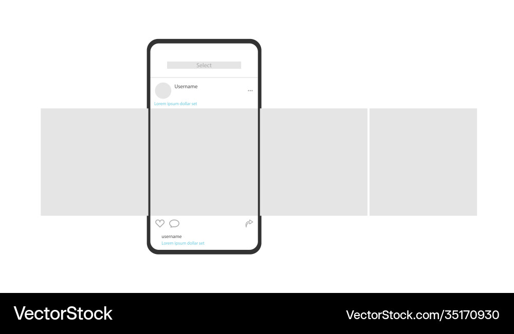 Smartphone with carousel interface post on social Vector Image