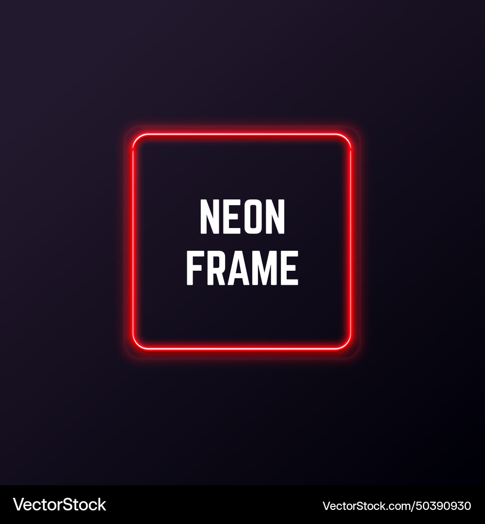 Square neon frames fluorescent outline border Vector Image